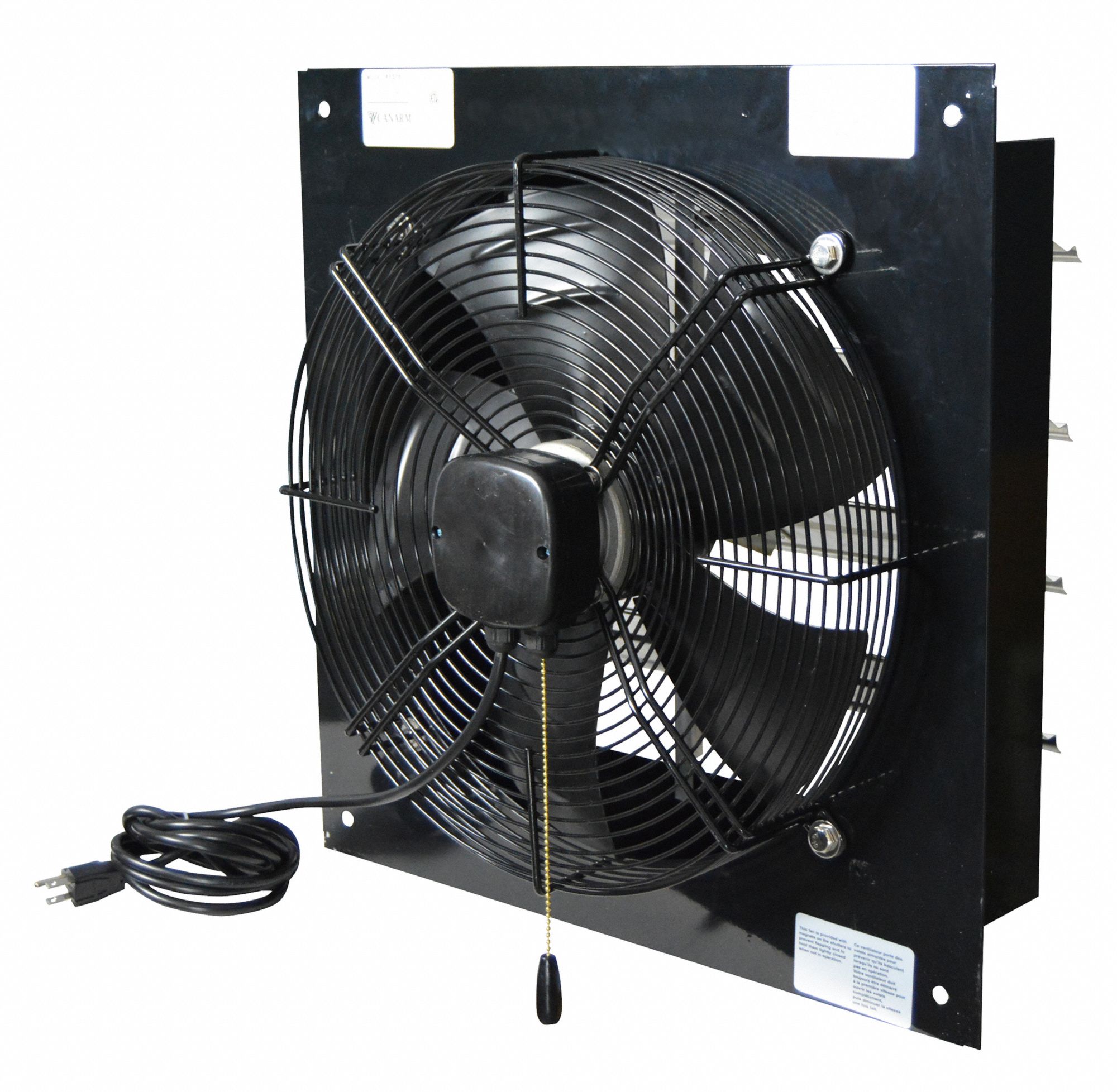CANARM Shutter Mount Exhaust Fan: 16 in Blade, 3 Speed, 1/8 hp, Totally ...