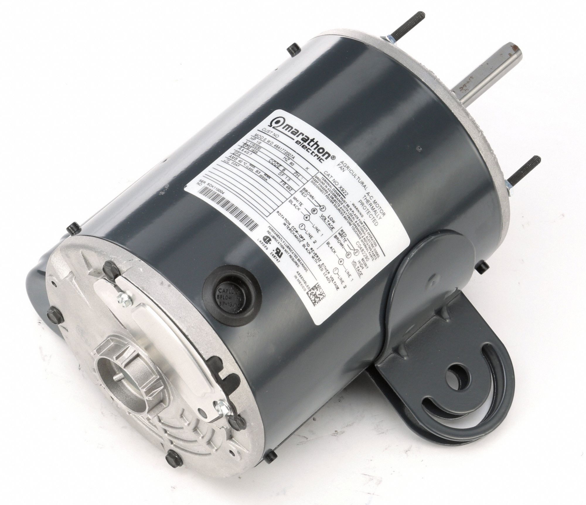 MARATHON MOTORS 1/2 HP Pedestal Fan Motor, Permanent Split Capacitor ...