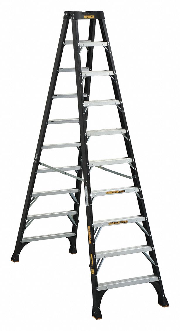 DEWALT, 10 ft Ladder Size, Fiberglass, Twin Stepladder - 32TM06|DXL3030 ...