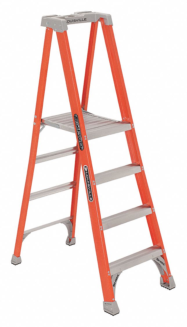 LOUISVILLE LADDER, 4 ft Ladder Size, Fiberglass, Platform Stepladder ...