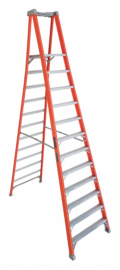 LOUISVILLE, 12 ft Ladder Size, Fiberglass, Platform Stepladder - 32TM15 ...