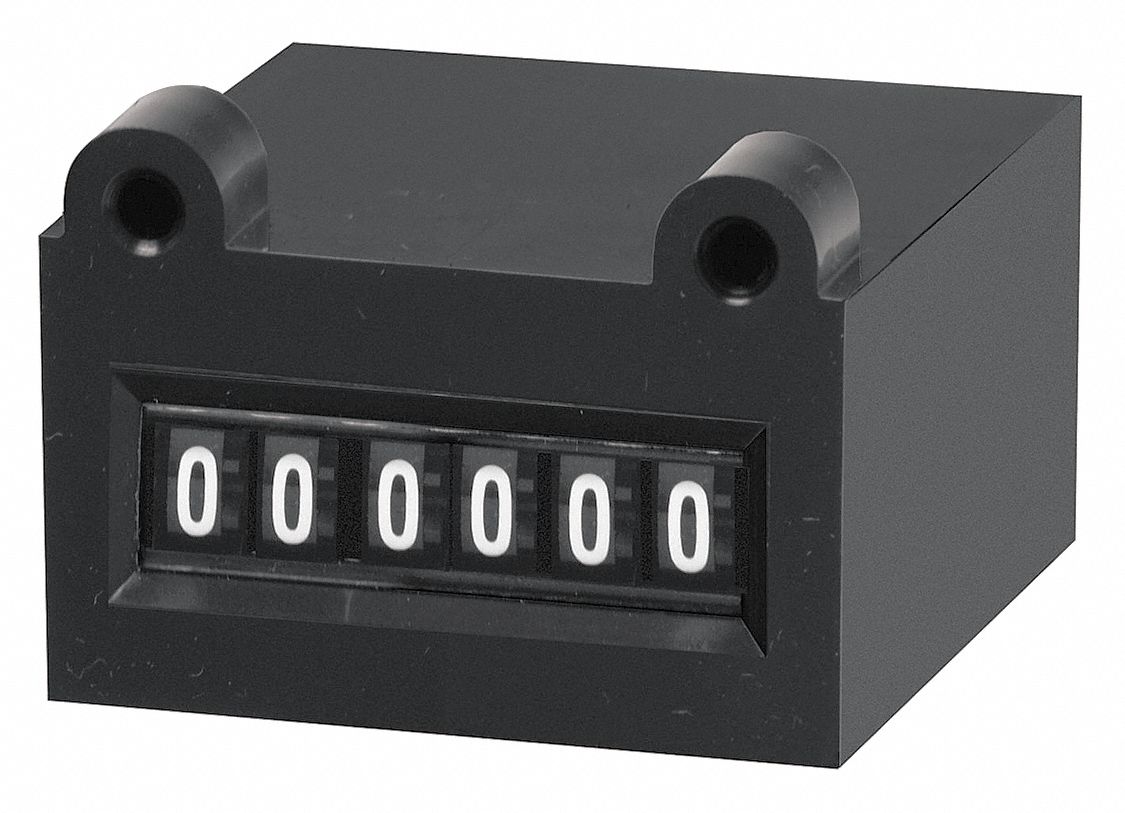 DAYTON Electromechanical Counter: 6 Digits, Base, 10 Max. Counts per ...