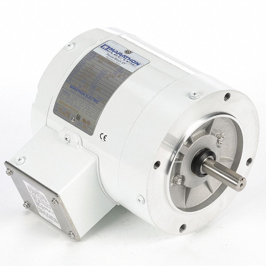 MARATHON MOTORS Washdown Motor, 1/3 HP, 3-Phase, Nameplate RPM 1725 ...