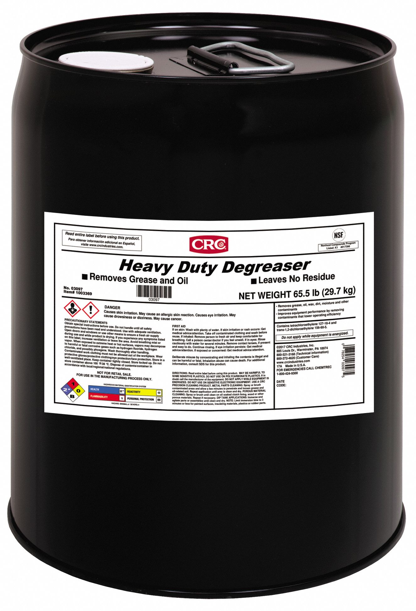 CRC, Solvent Based, Bucket, Heavy Duty Degreaser - 32UN69|03097 - Grainger