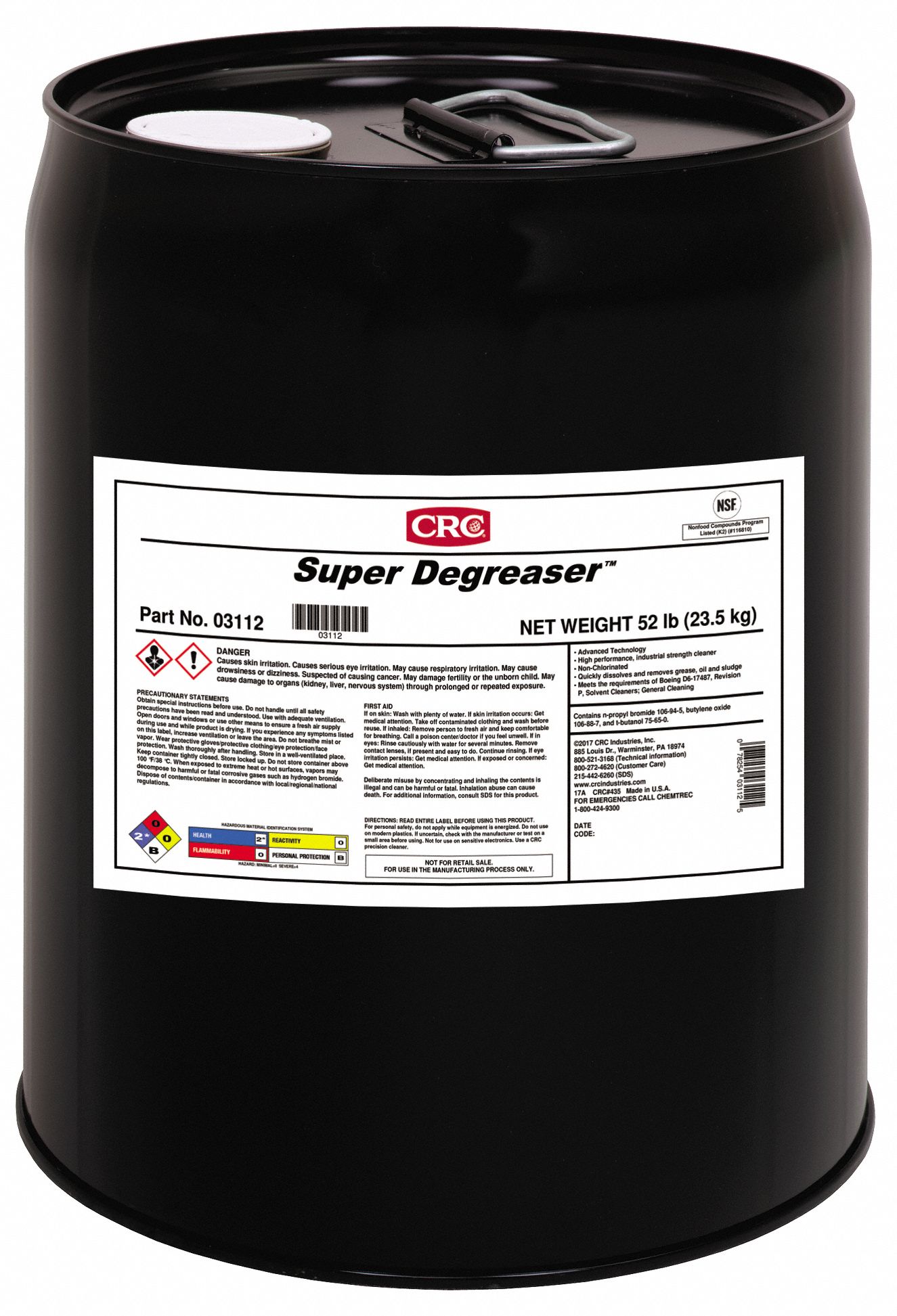 CRC Cleaner/Degreaser: Solvent Based, Bucket, 5 gal Container Size ...