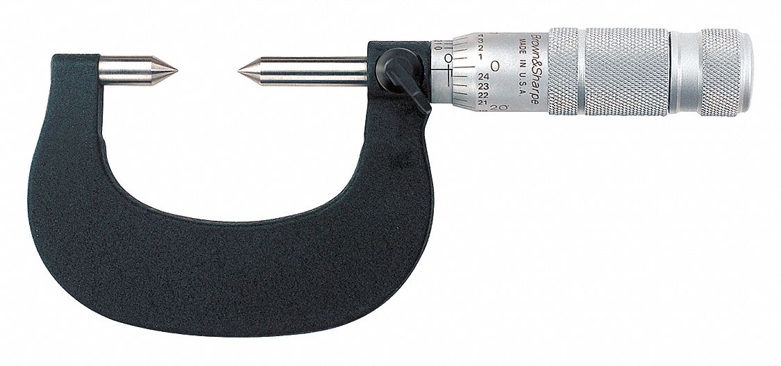 TESA BROWN & SHARPE Screw Thread Micrometer, Range 0 to 1 in, SPC ...