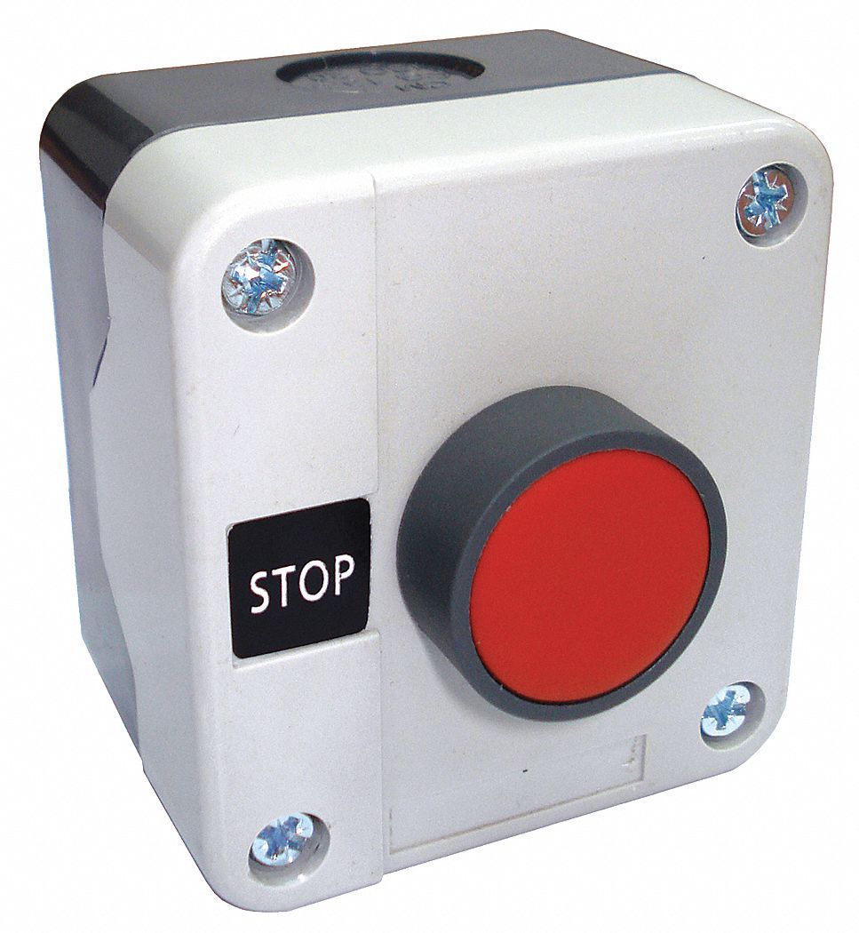 DAYTON Push Button Control Station: Momentary, 1NC, Stop, Push Button ...