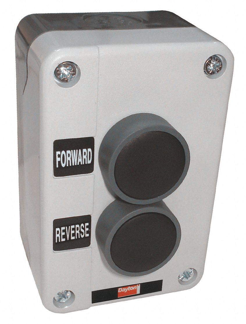 DAYTON Push Button Control Station, 2NO, For/Rev, Push Button, Number ...