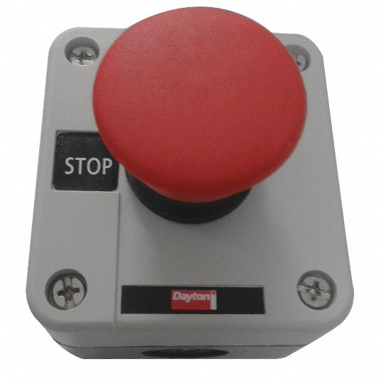 DAYTON Push Button Control Station: Momentary, 1NC, Stop, Push Button ...