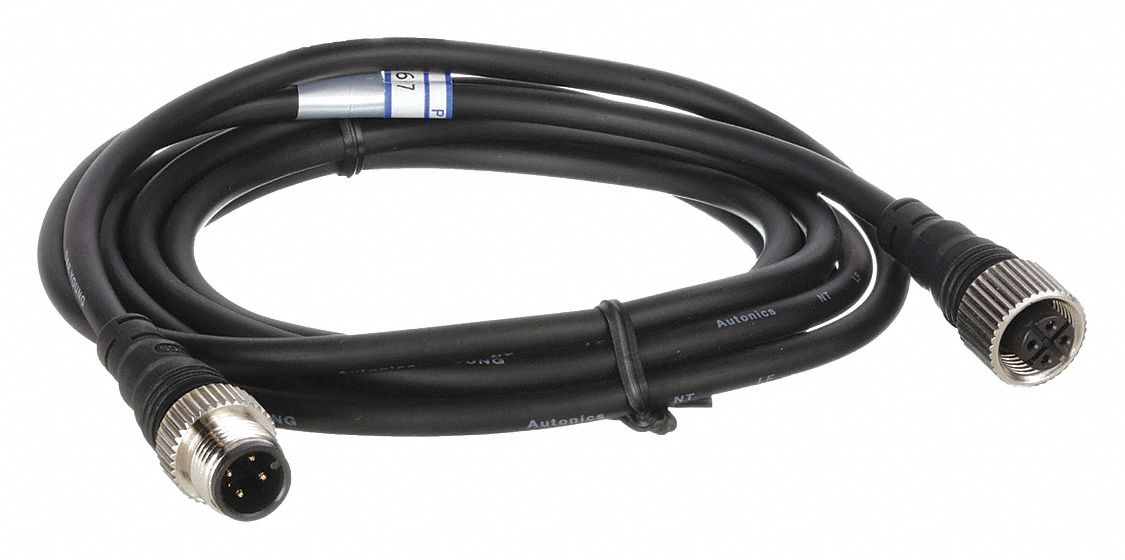 M12 Male Straight X M12 Female Straight, 4 Pins, Extension Cordset ...