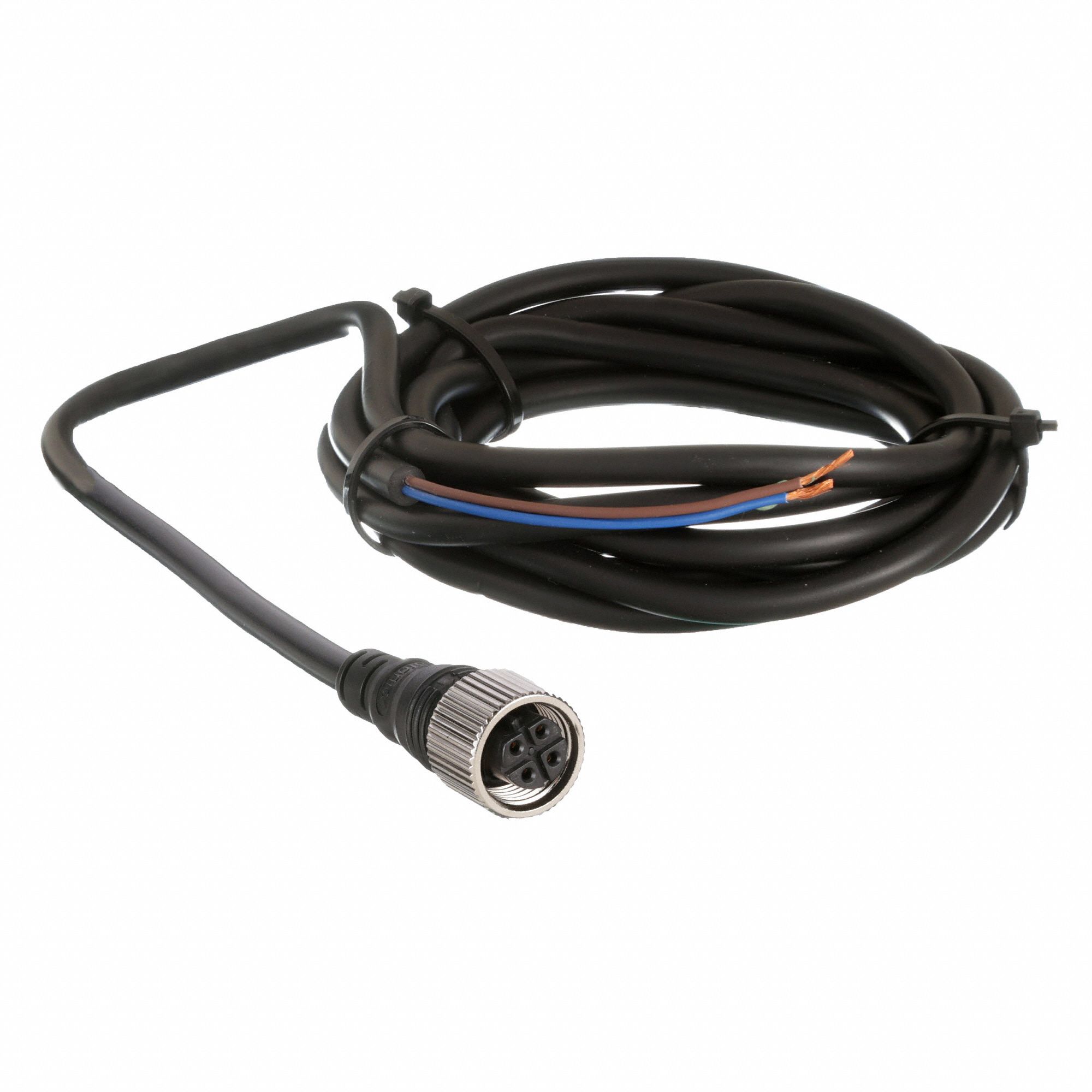 AUTONICS Cordset: M12 Female Straight X Bare Wire, 4 Pins, Black, PVC ...
