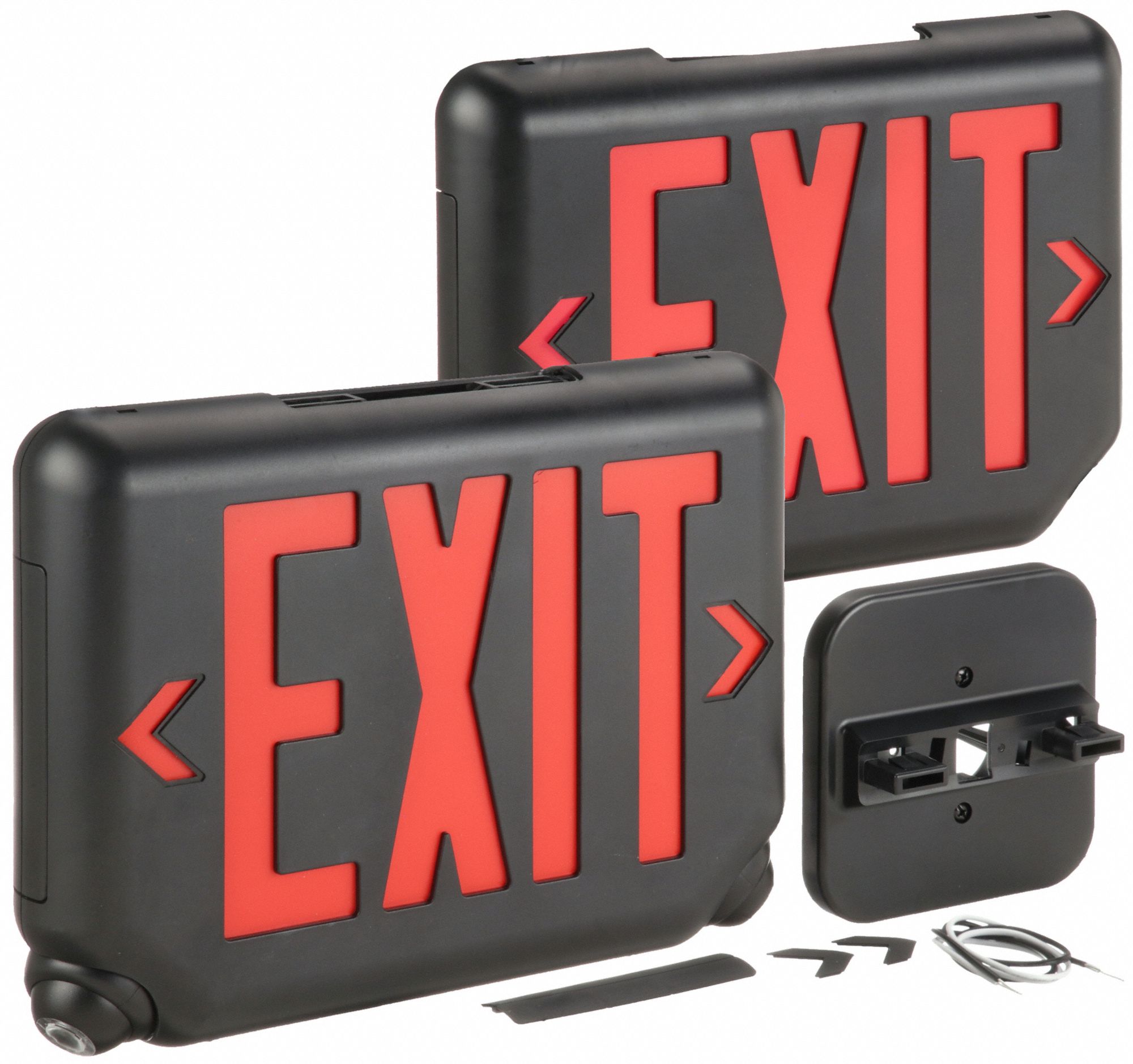 DUAL-LITE Exit Sign with Emergency Lights: Black, 1 or 2 Faces, Red ...