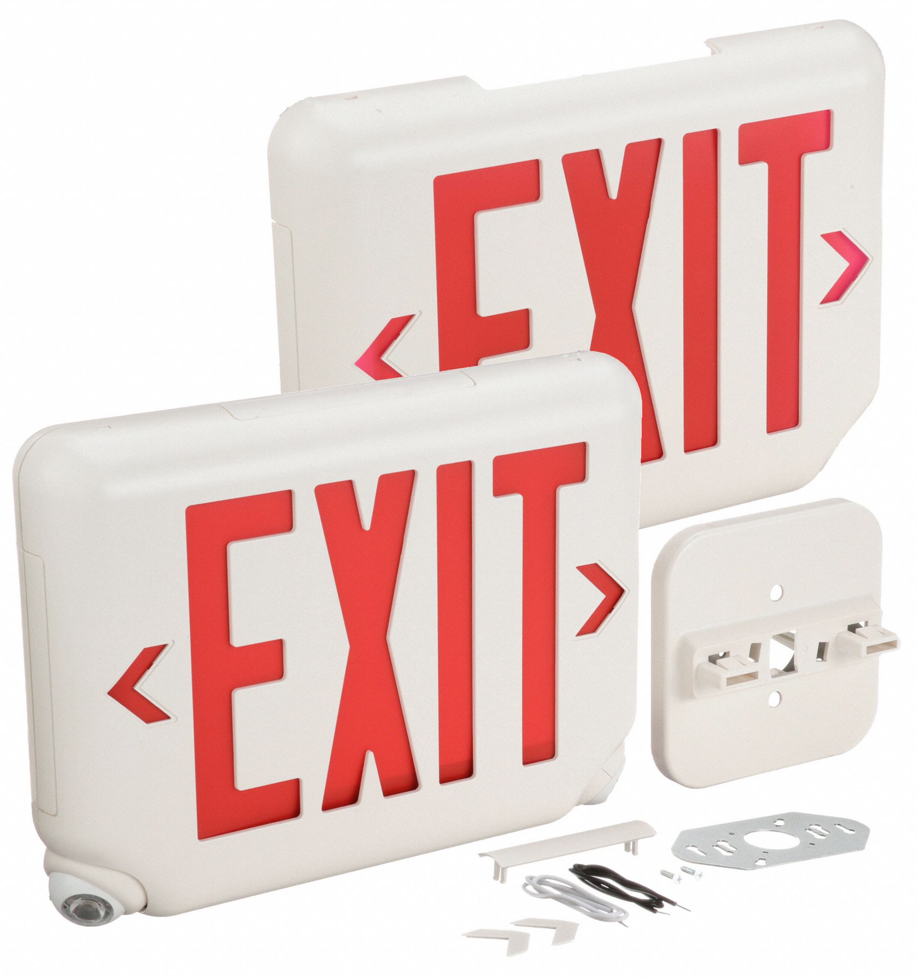 DUAL-LITE Exit Sign with Emergency Lights: White, 1 or 2 Faces, Red ...