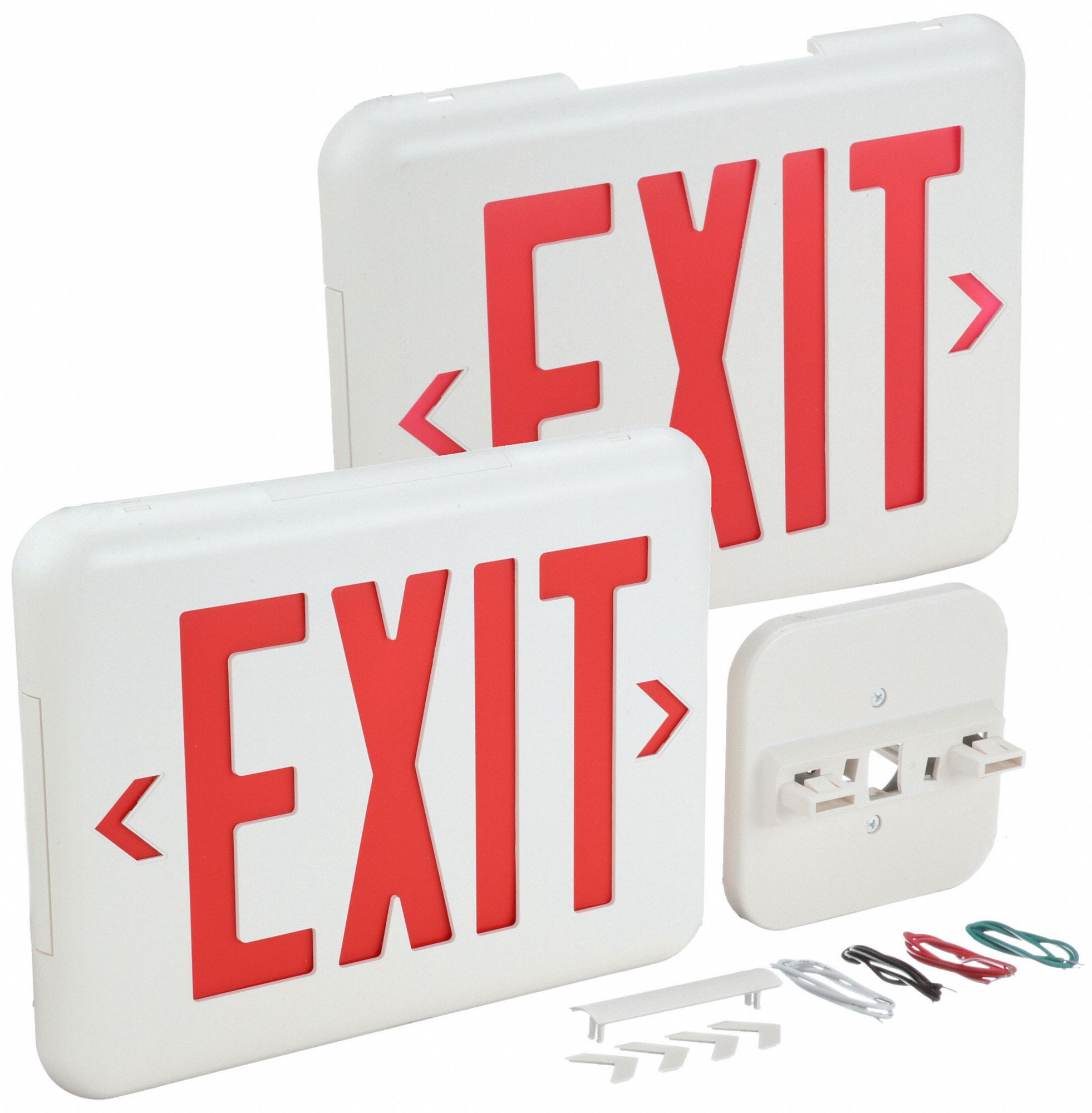 DUAL-LITE Exit Sign: Emergency Battery Backup, LED, White, Red, 1 or 2 ...