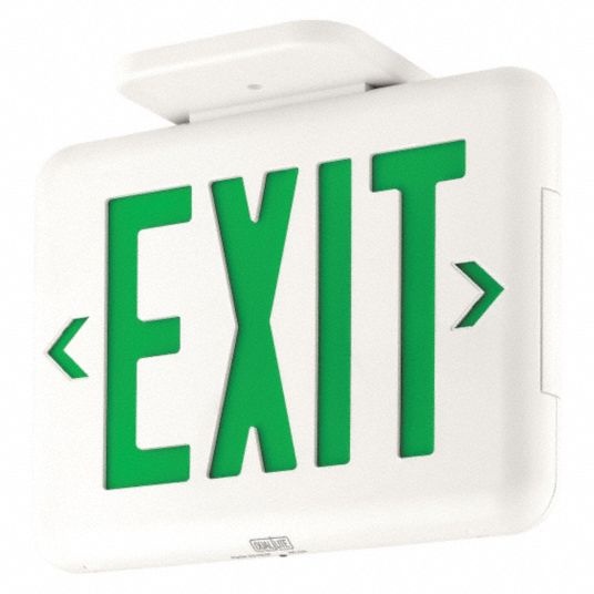 DUAL-LITE Exit Sign: Emergency Battery Backup, LED, White, Green, 1 or ...