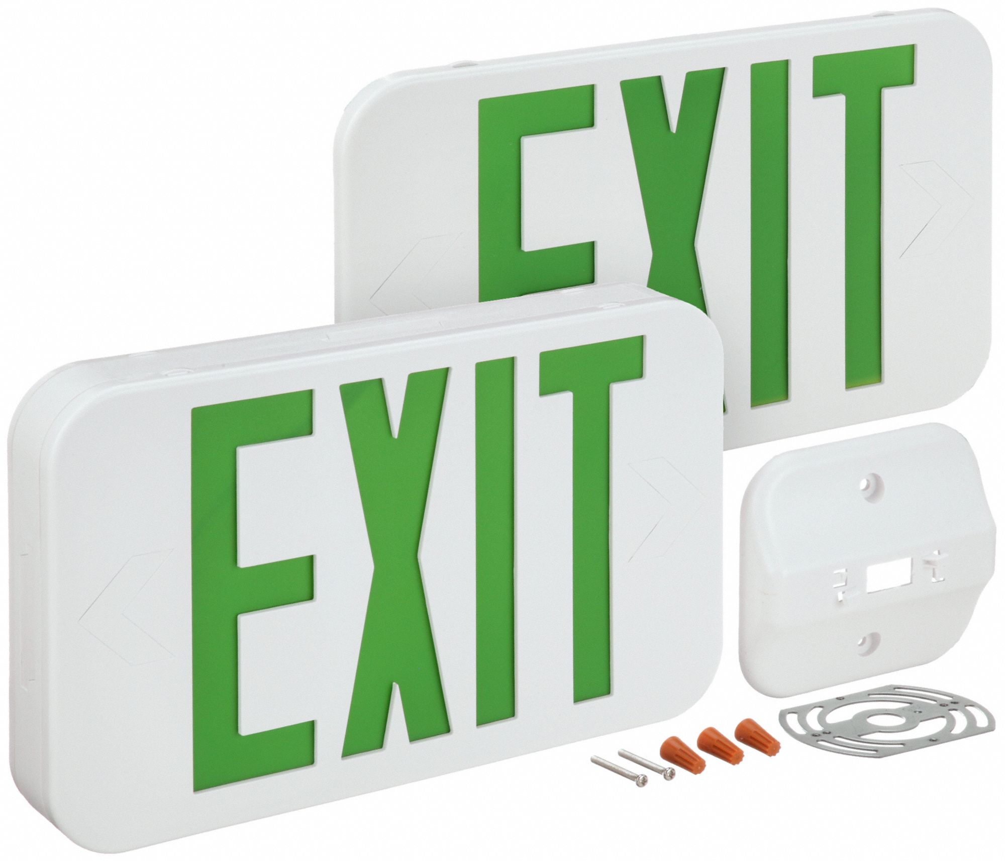 COMPASS Exit Sign: Emergency Battery Backup, LED, White, Green, 1 or 2 ...