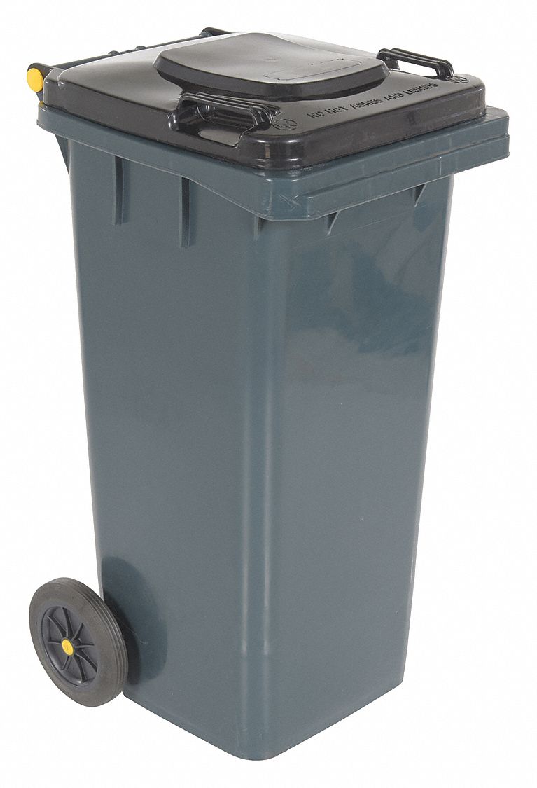 VESTIL, 32 gal Capacity, 2 Wheels, Trash Can - 32X793|TH-32-GY - Grainger