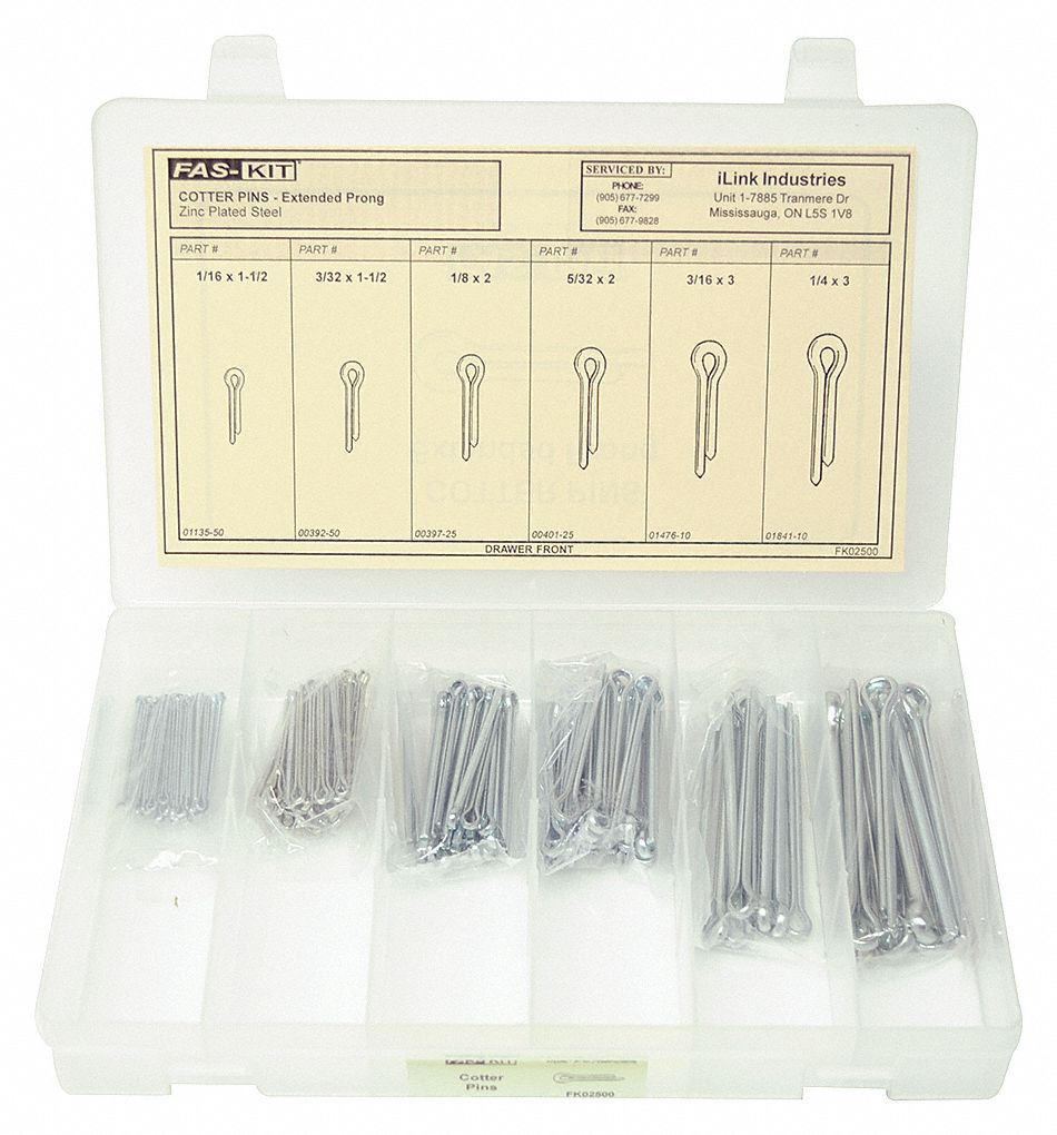 ILINK COTTER PINS KIT, 6 ASSORTED SIZES, SMALL, PKG 170 - Pin ...