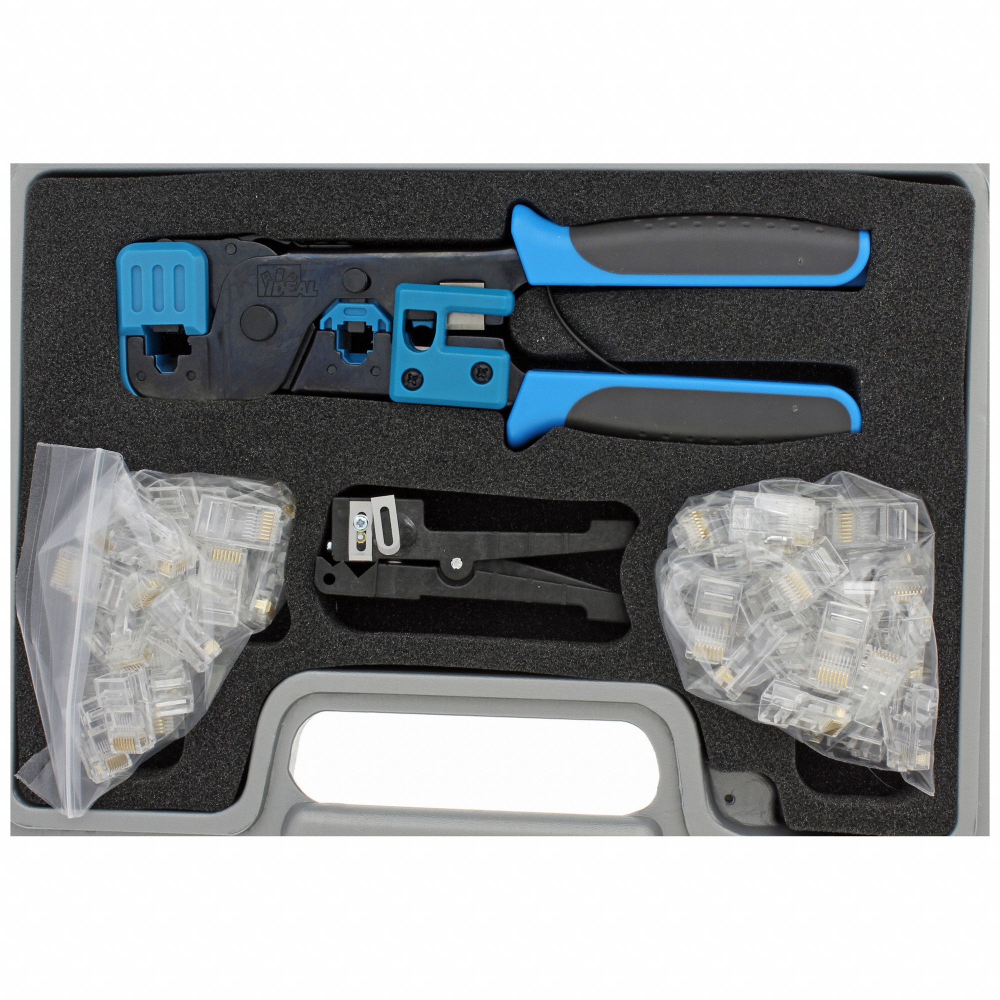 IDEAL Crimper and Connector Kit: For RJ-11, RJ-45, UTP Cable, 8 in ...
