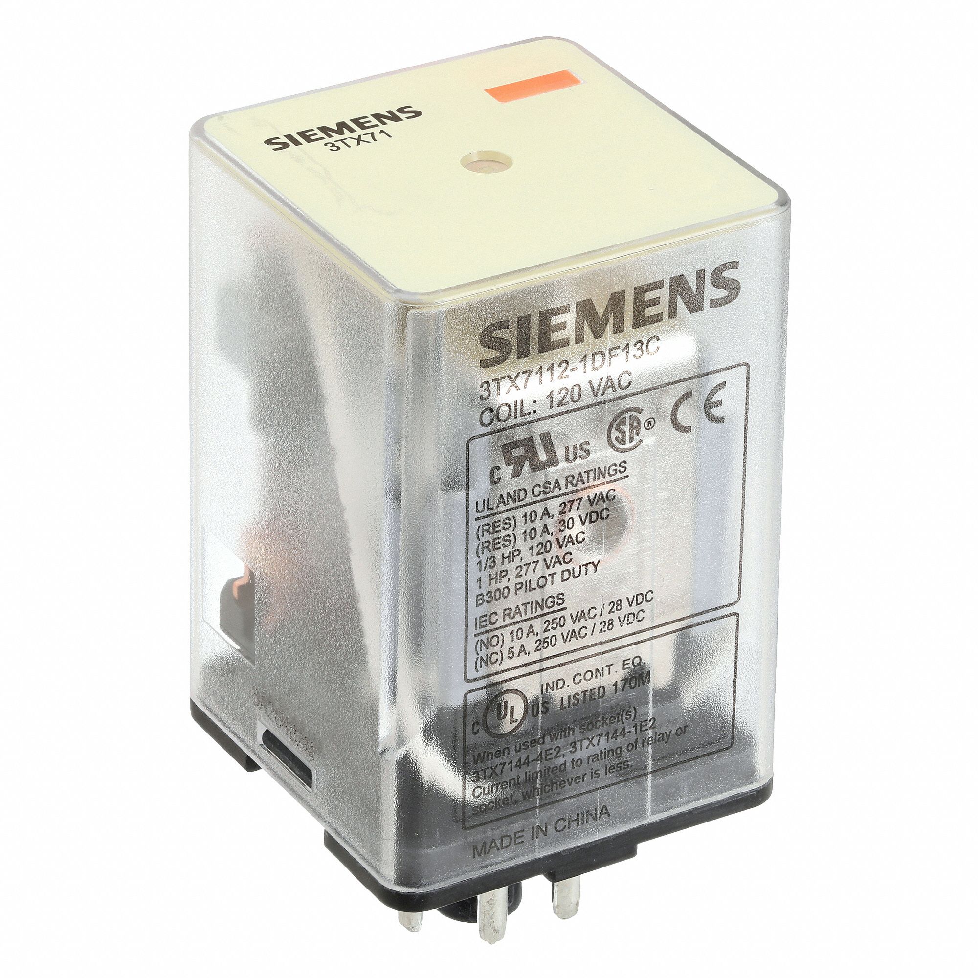 SIEMENS, Socket Mounted, 10 A Current Rating, Plug-In Relay - 330L47 ...