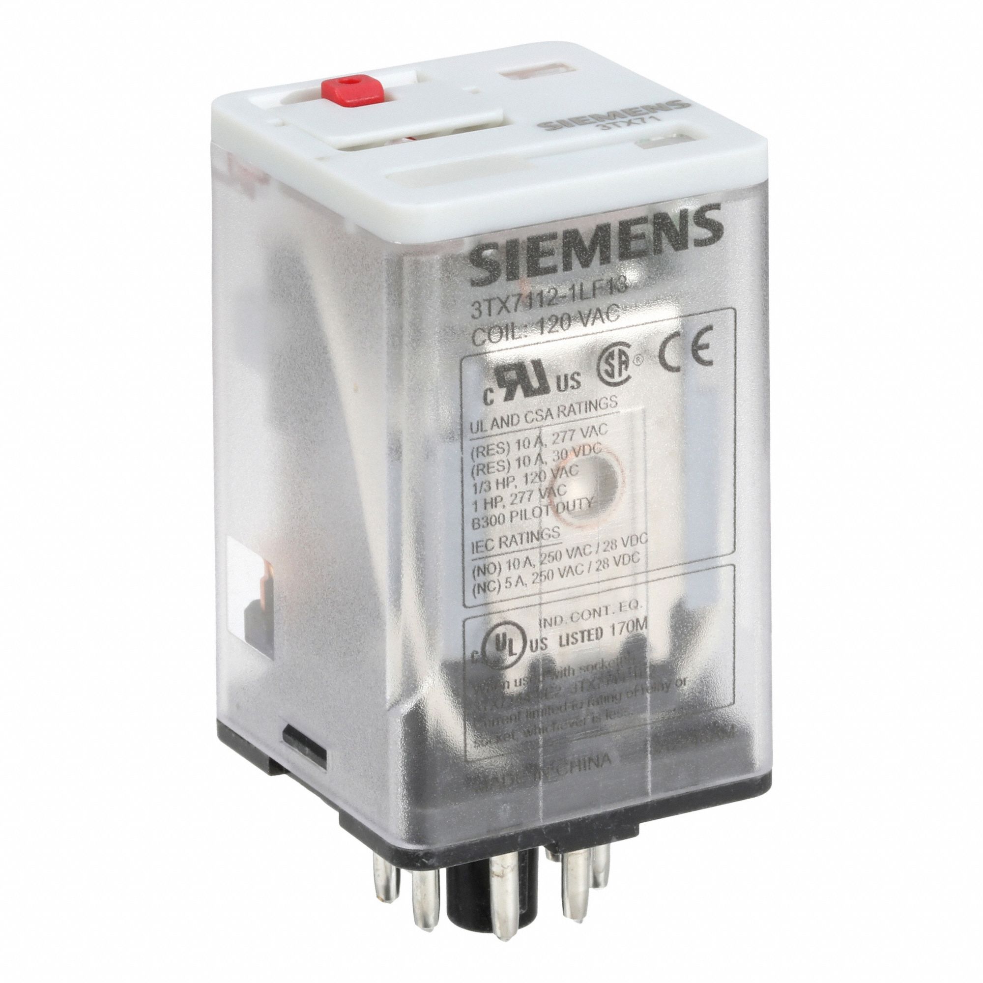 SIEMENS, Socket Mounted, 10 A Current Rating, Plug-In Relay - 330L49 ...