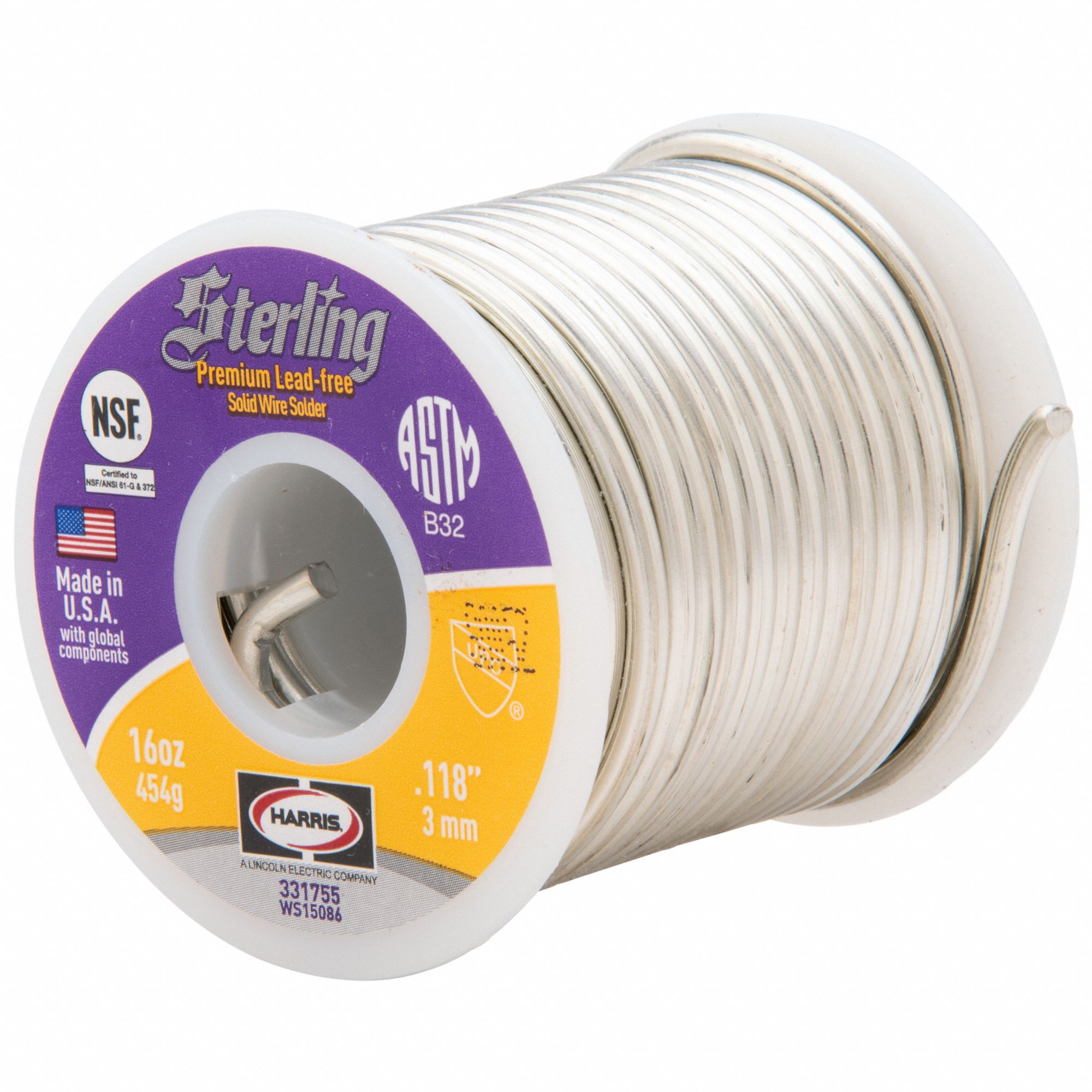 HARRIS Solder Wire: 3 mm x 1 lb, Sterling - 1UYK9|331755 - Grainger