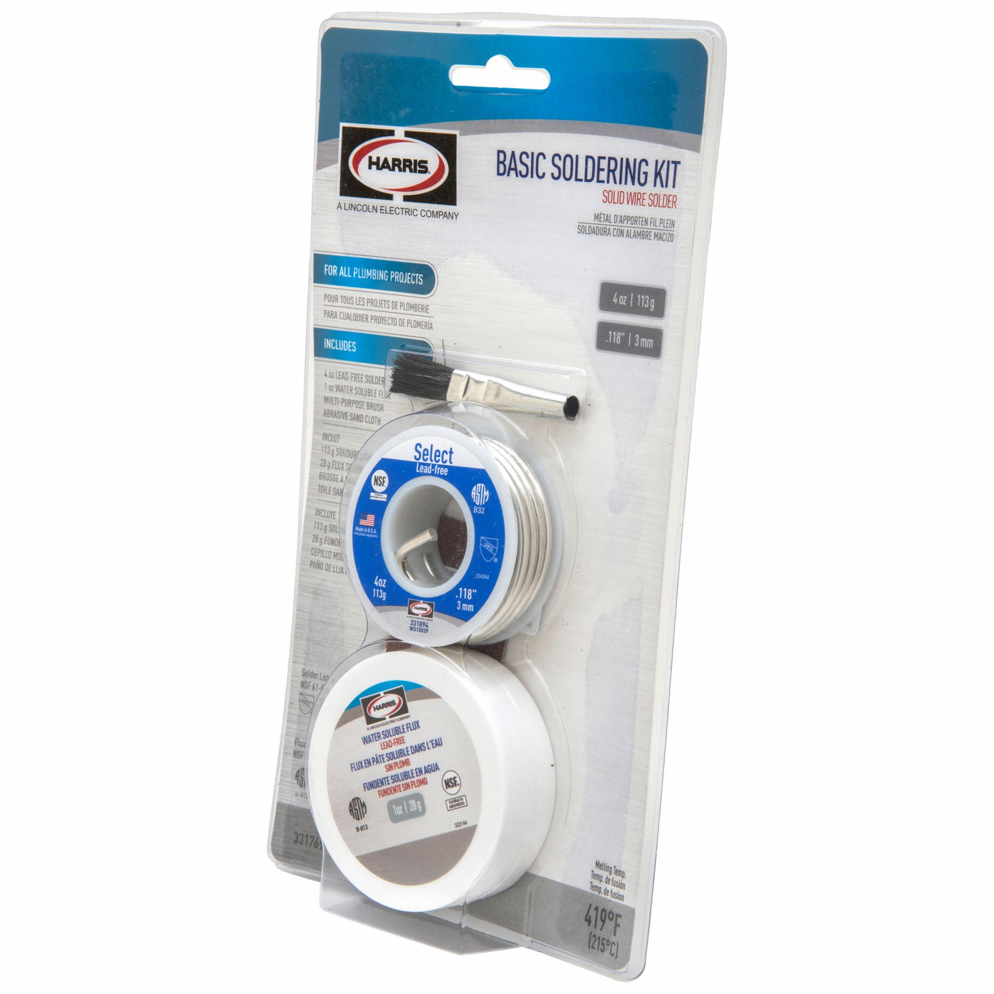 HARRIS Solder Wire & Flux Kit: 59/500 in x 4 oz Spool - 1UYG5|331769 ...