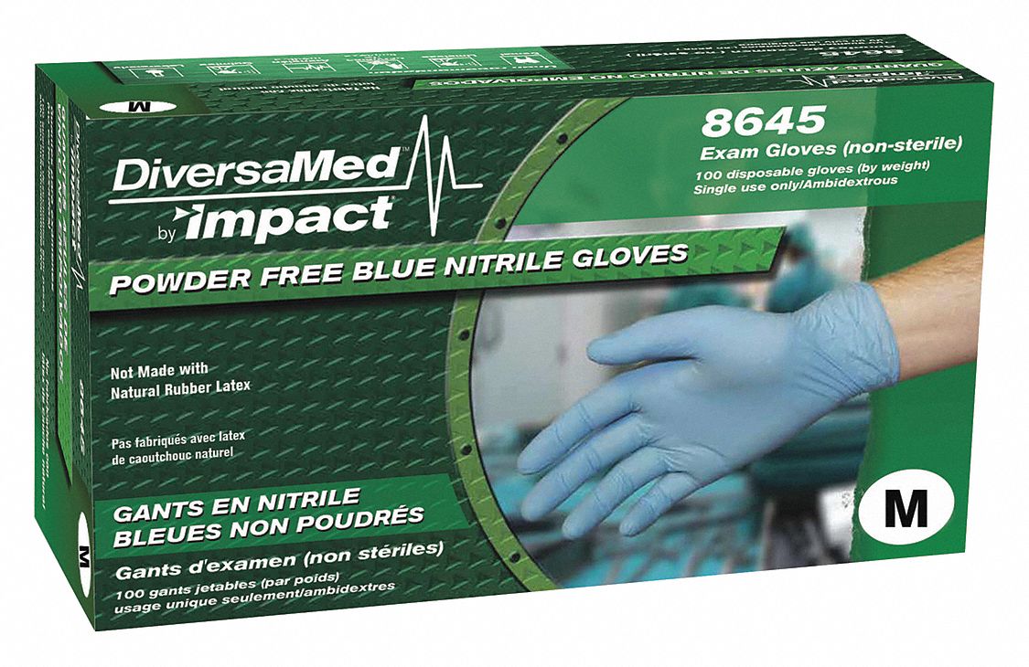 Gloves,Disposable Nitrile PF,M,PK100 - Grainger