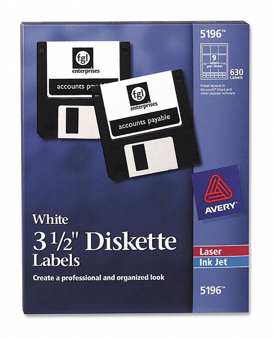 Diskette Labels,Laser/Ink,3.5",PK630 - Grainger