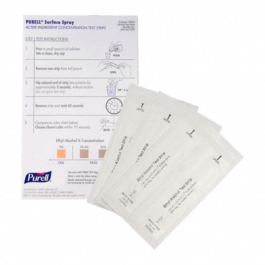 PURELL, Sanitizer Test Center, 6 Tests, Test Strip - 875H04|3341 ...