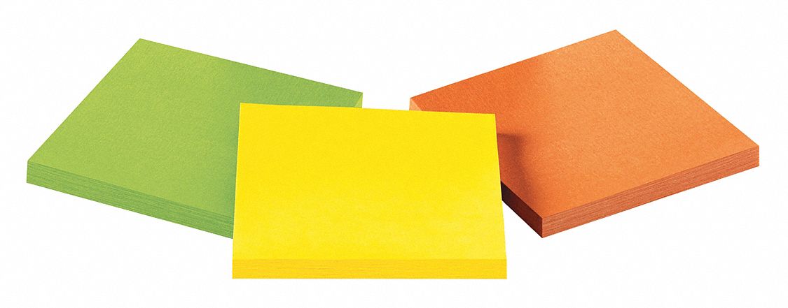 3M, Orange/Green/Yellow, Std, Sticky Notes - 334P84|XTRM333TRYMX - Grainger