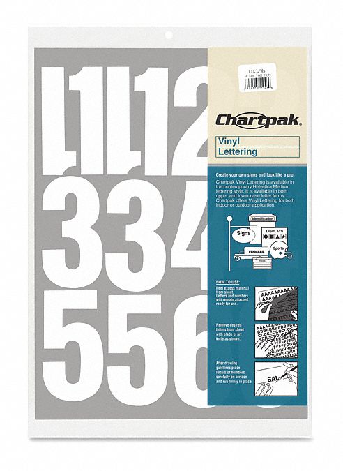 Numbers,Vinyl,4",White - Grainger