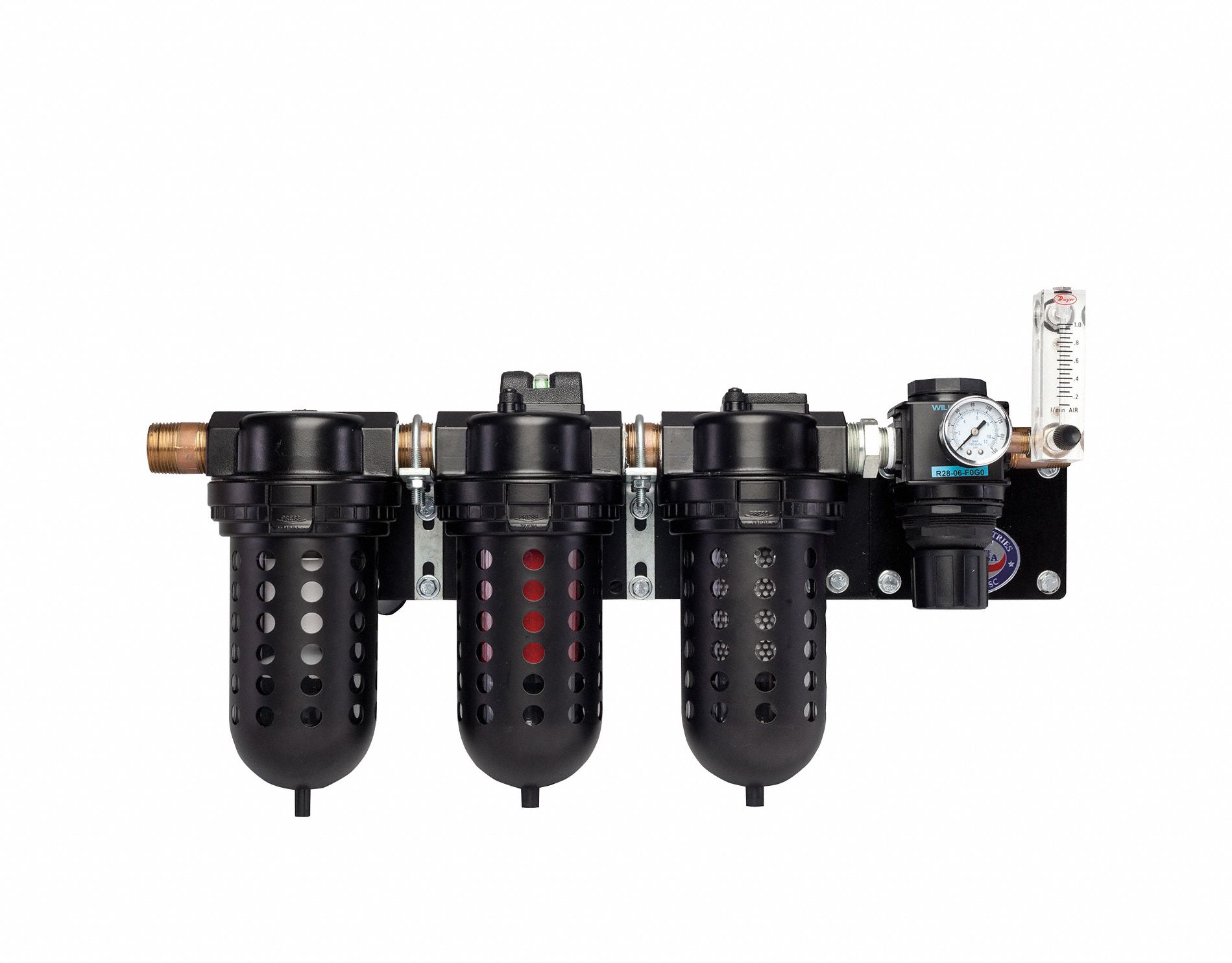 12 Users, 125 psi Max Pressure, Wall-Air Inline Filtration Panel w/o CO ...