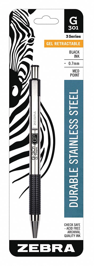 Pen,Gel,G-301,Rt,0.7Mm,Bk - Grainger