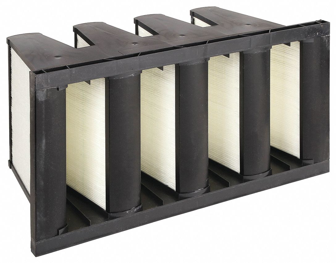 12x24x12 Nominal Filter Size, Synthetic, V-Bank Air Filter - 33E946 ...