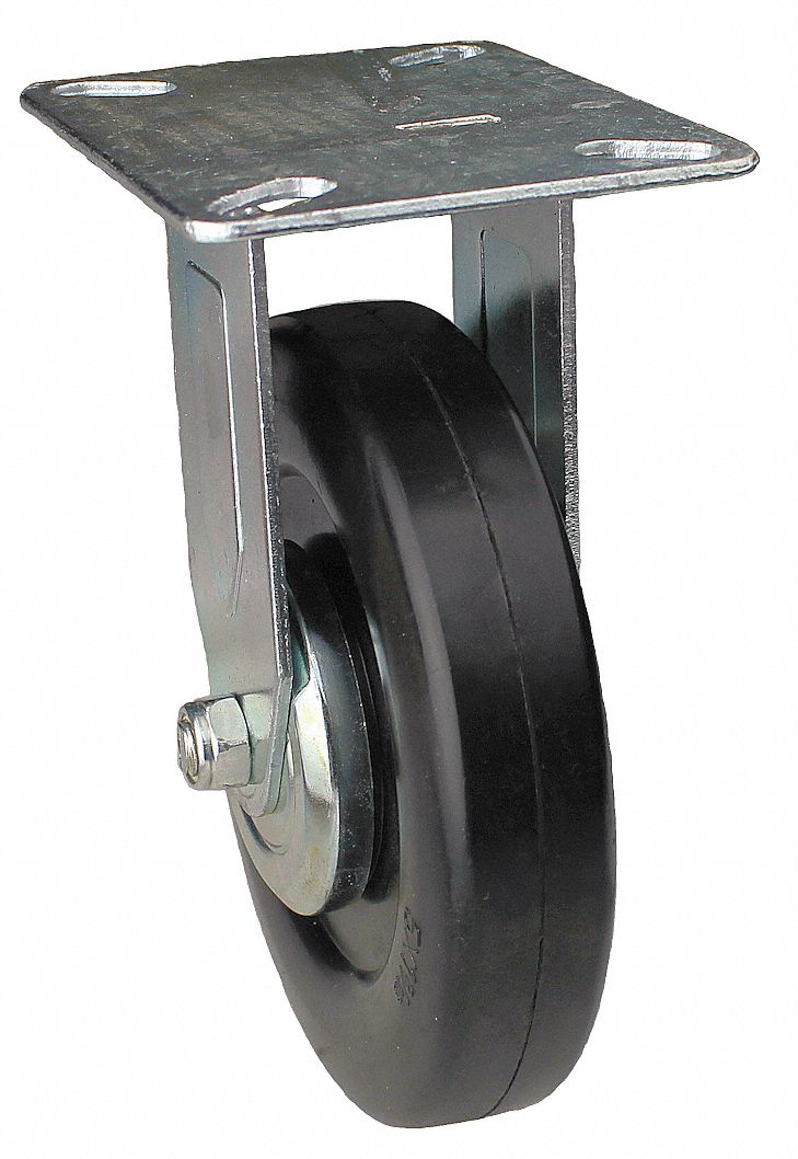 COLSON Standard Plate Caster, Rigid, Rubber, 270 lb, 6 in Wheel Dia ...