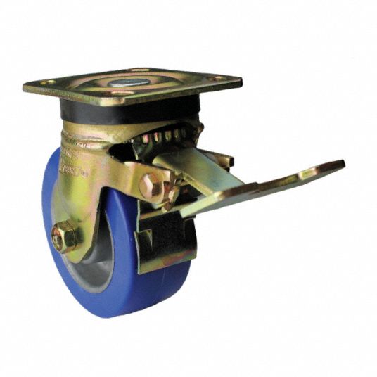 Plate Caster, Swivel, Polyurethane, 1050 lb, 5 in Wheel Dia. - Grainger