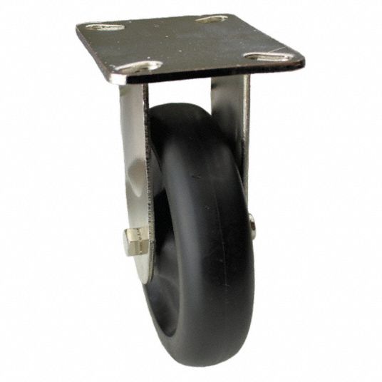 Plate Caster, Rigid, Polyolefin, 375 lb, 4 in Wheel Dia. - Grainger