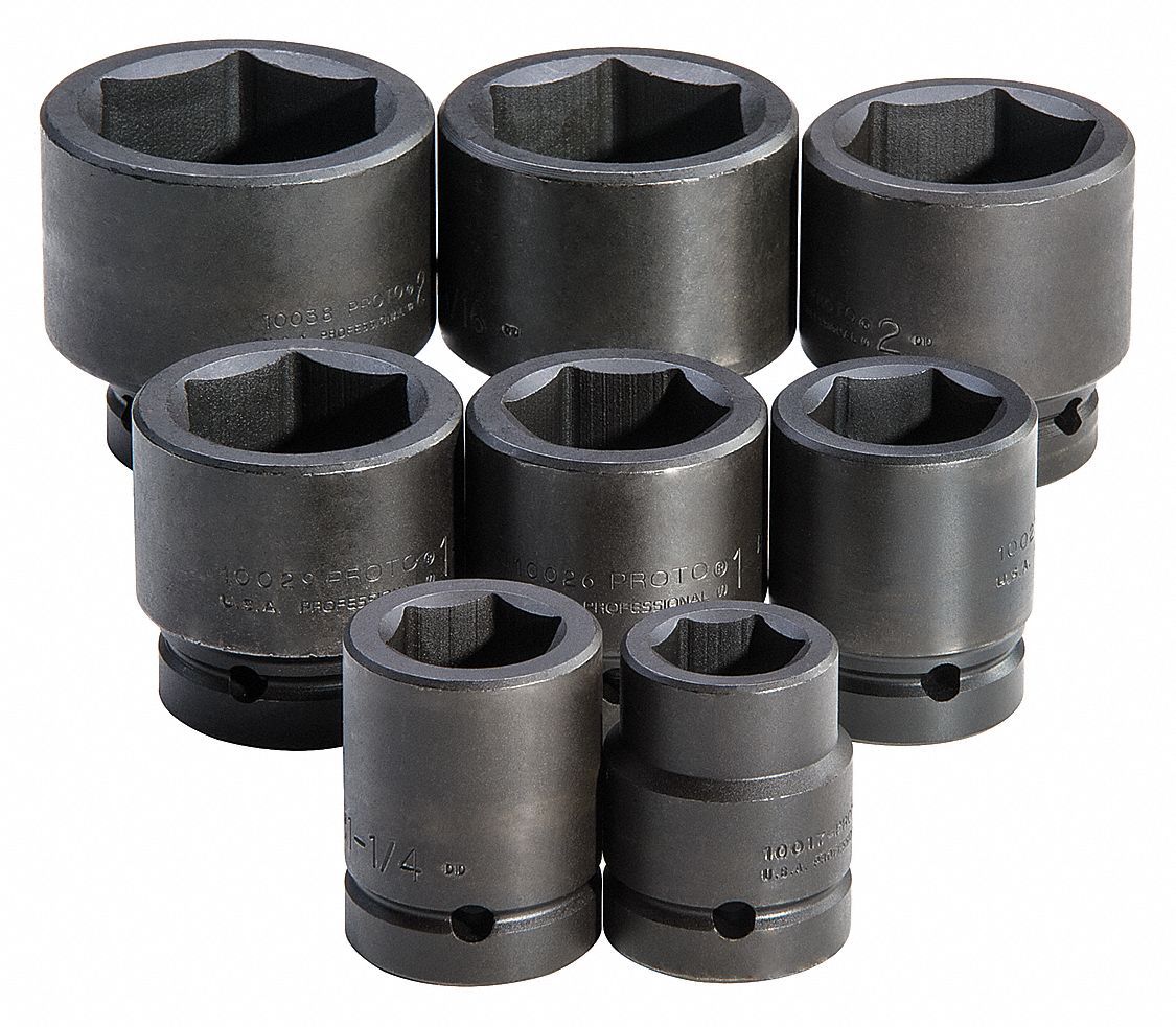 PROTO, 1 in Drive Size, Small Set (0-50 pieces) Set Size, Impact Socket ...