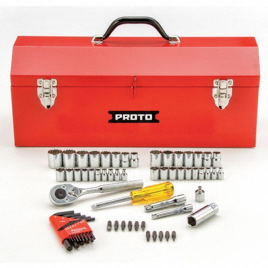 PROTO, 1/4 in, 3/8 in Drive, 65 Piece, Socket Wrench Set - 33HE06 ...