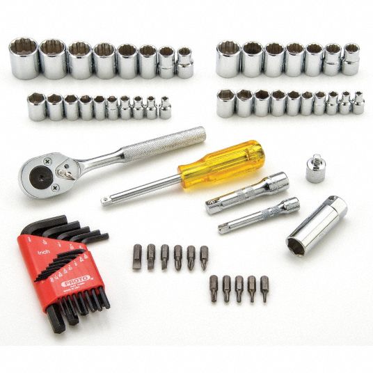 PROTO, 1/4 in, 3/8 in Drive, 65 Piece, Socket Wrench Set - 33HE14 ...