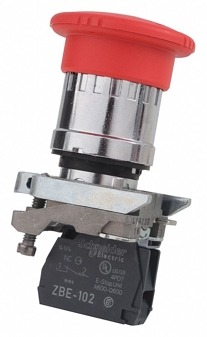 SCHNEIDER ELECTRIC Emergency Stop Push Button: 22 mm Size, Maintained Push / Turn To Release ...