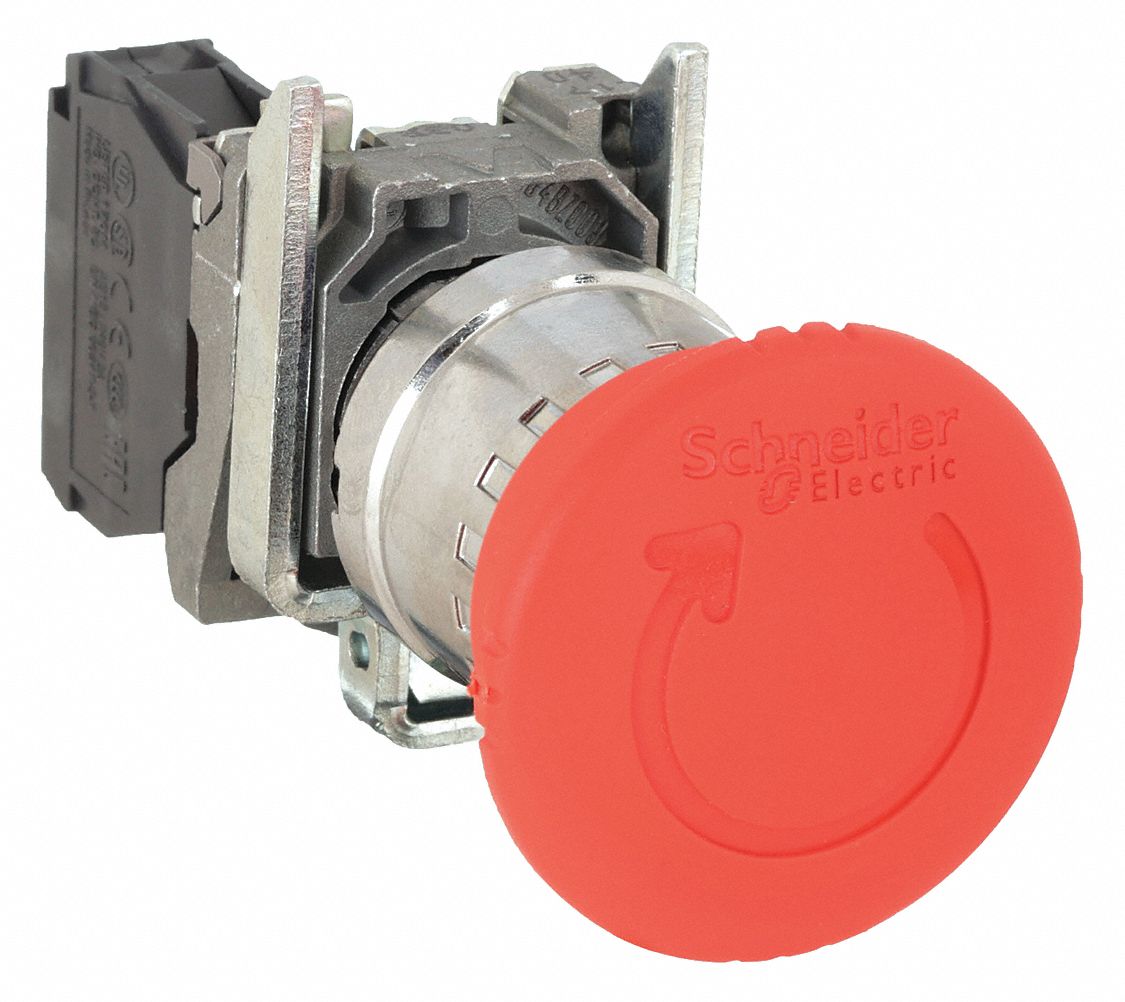 SCHNEIDER ELECTRIC, Non-Illuminated, Mushroom Head Profile, Emergency ...
