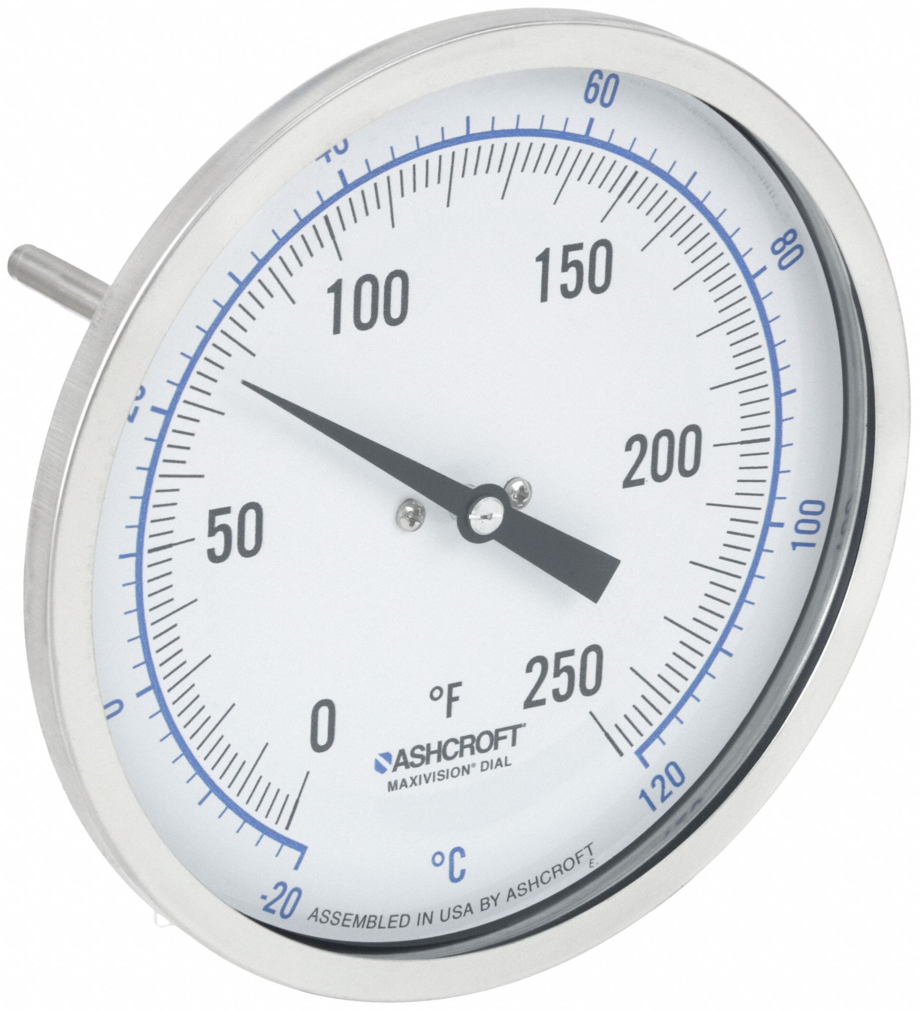 Back, 0° to 250°F/-20° to 120°C, Dial Thermometer - 33HT71|50EI60R ...