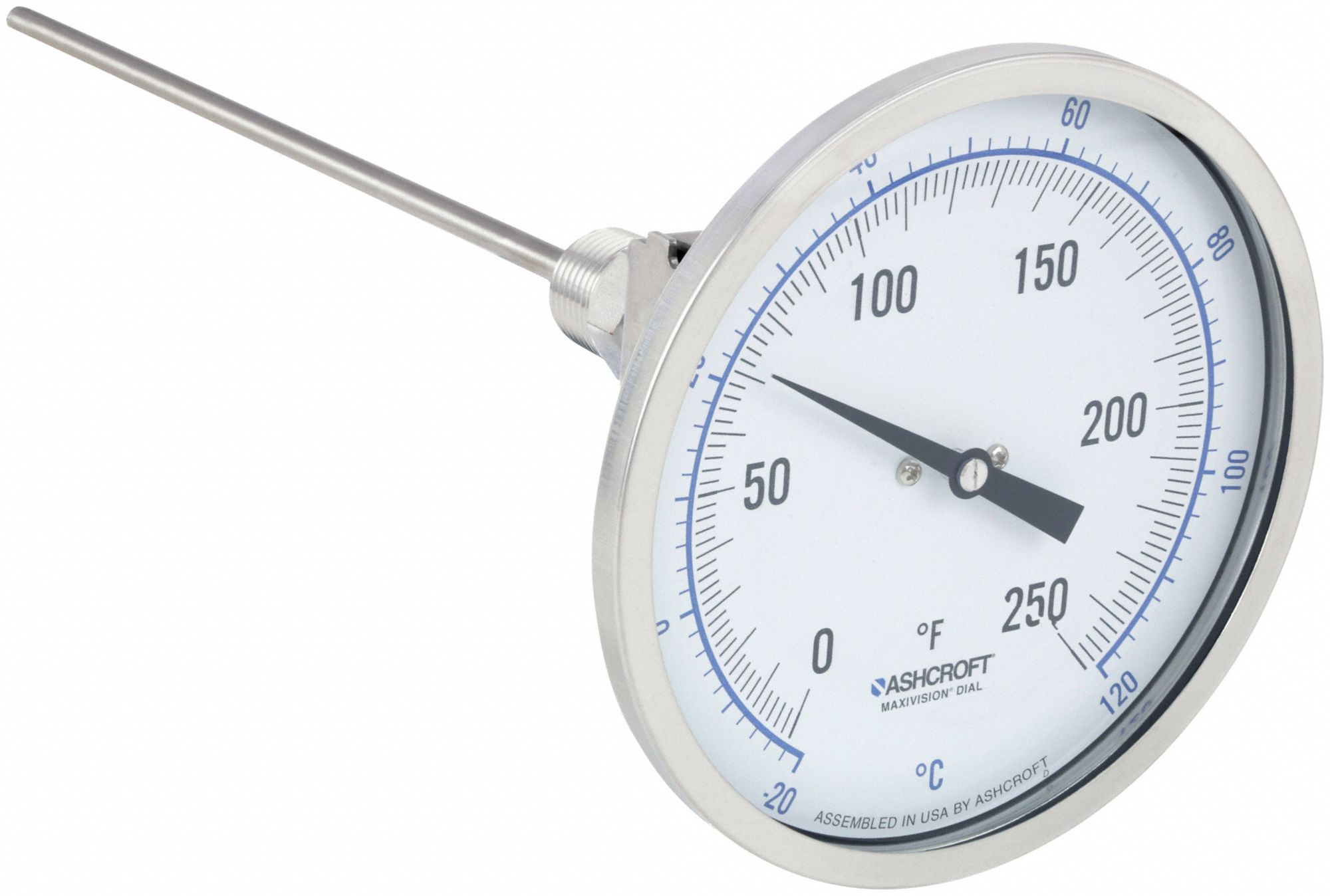 Adj-Angle, 0° to 250°F/-20° to 120°C, Dial Thermometer - 33HT85|50EI60E ...