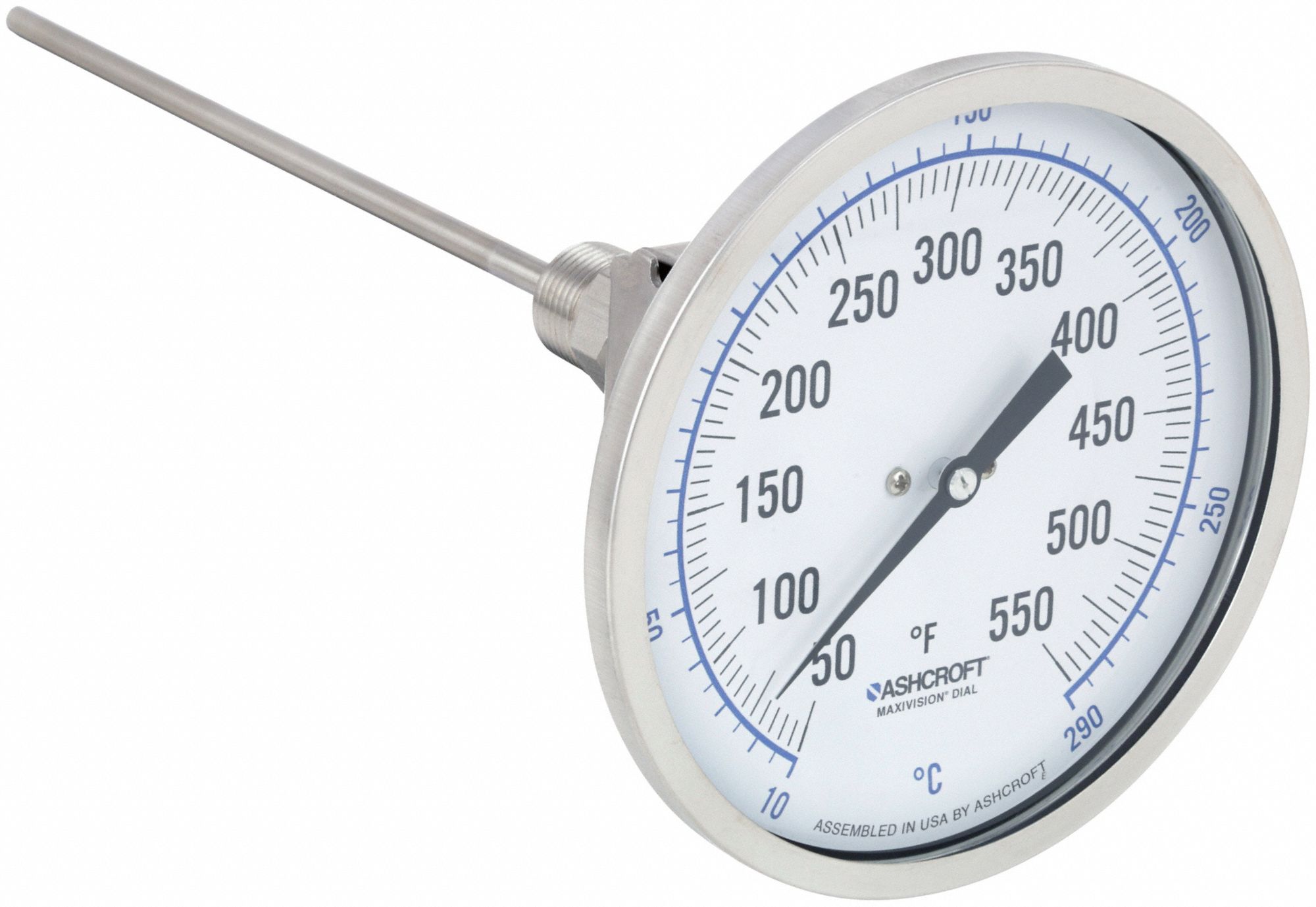 Adj-Angle, 50° to 550°F/10° to 290°C, Dial Thermometer - 33HT89|50EI60E ...