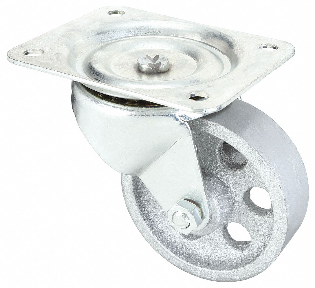 APPROVED VENDOR STANDARD PLATE CASTER, 4 IN WHEEL DIAMETER, 250 LB, 5 ...