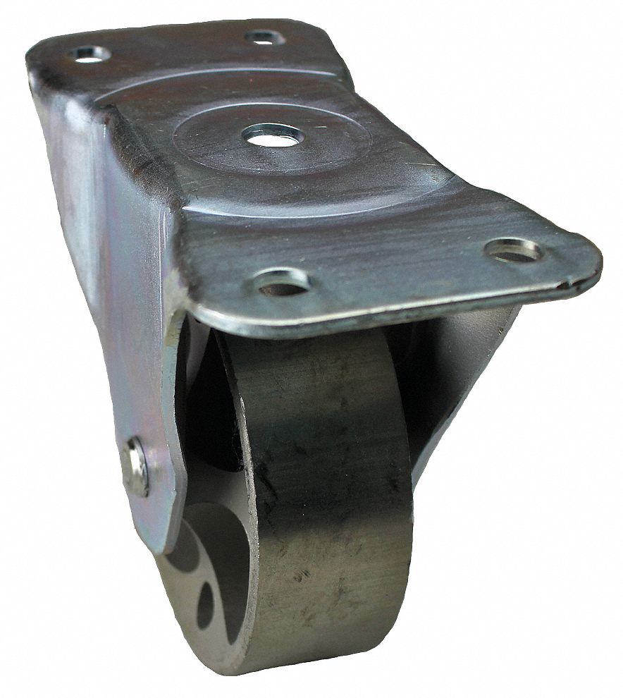 Plate Caster, Rigid, Cast Iron, 450 lb, 4 in Wheel Dia. - Grainger