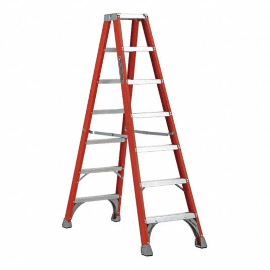 LOUISVILLE LADDER, Fiberglass, 300 lb Load Capacity, Twin Stepladder ...