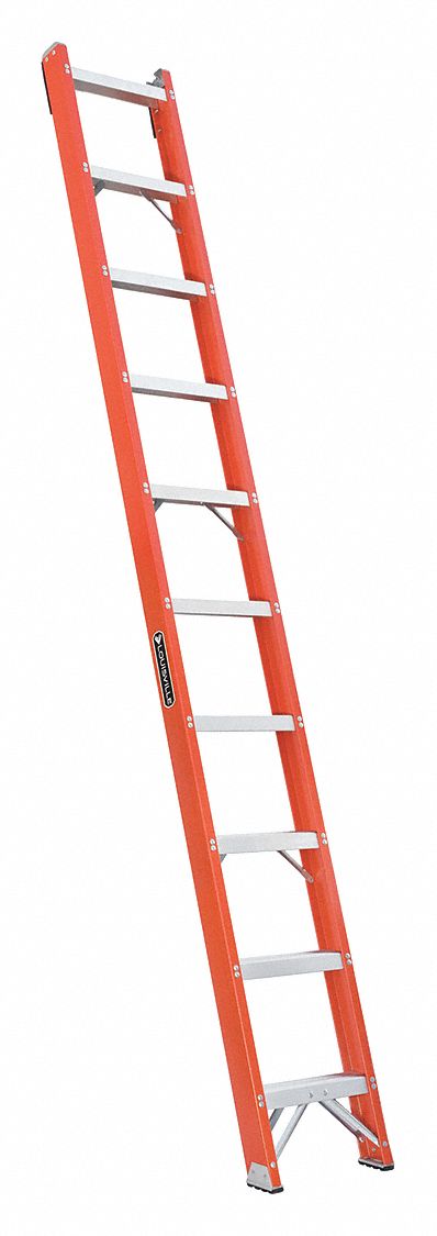 LOUISVILLE LADDER, 10 ft Ladder Size, Fiberglass, Straight Ladder ...